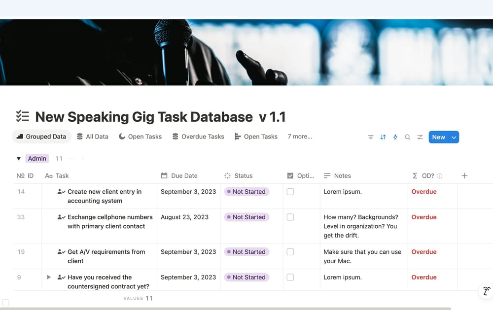Now Available: New Speaking Gig Task Database